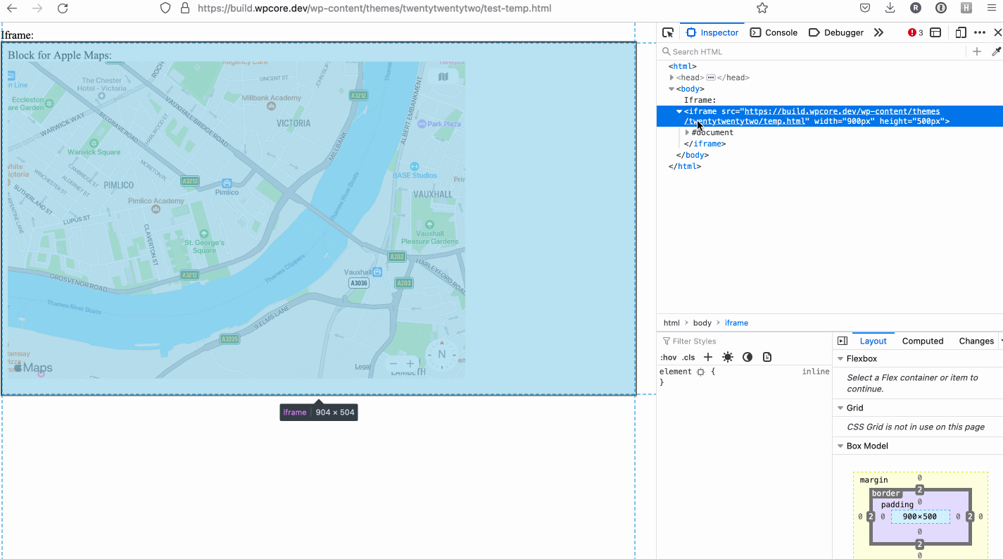 Block not responding to mouse events like dragging the map canvas when rendered in the iframed ...