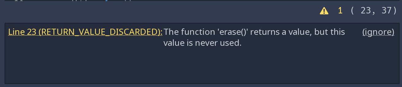 warning "Ignore" button not always clickable!! · Issue #25907 · godotengine/godot · GitHub