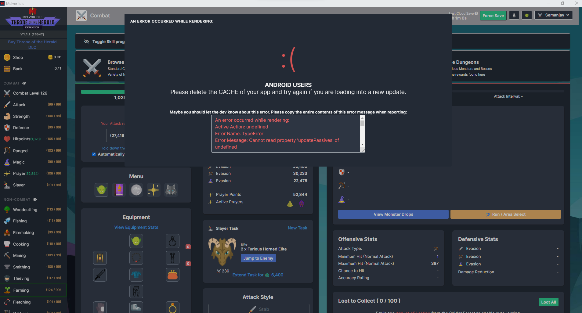 Cannot Play The Game An Error Has Occured While Rendering On Pc Or Android · Issue 3204 