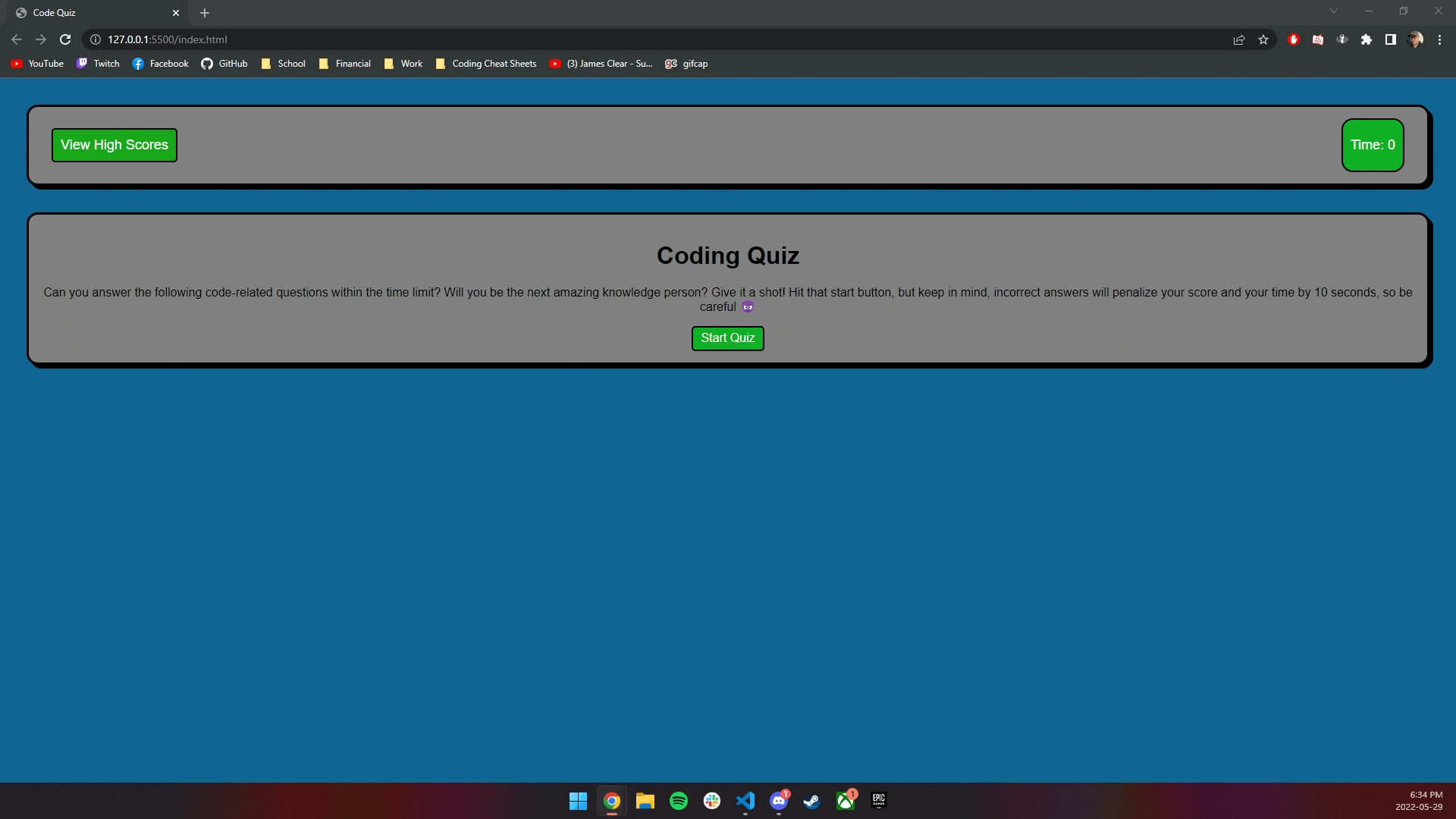 GitHub - TrevorBos/Code-Quiz