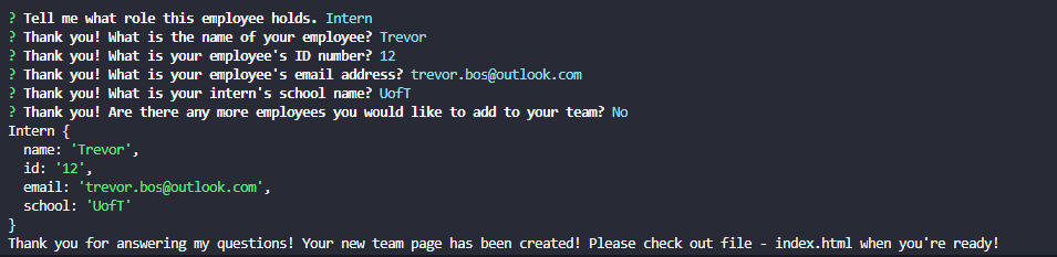 GitHub - TrevorBos/Team-Profile-Generator