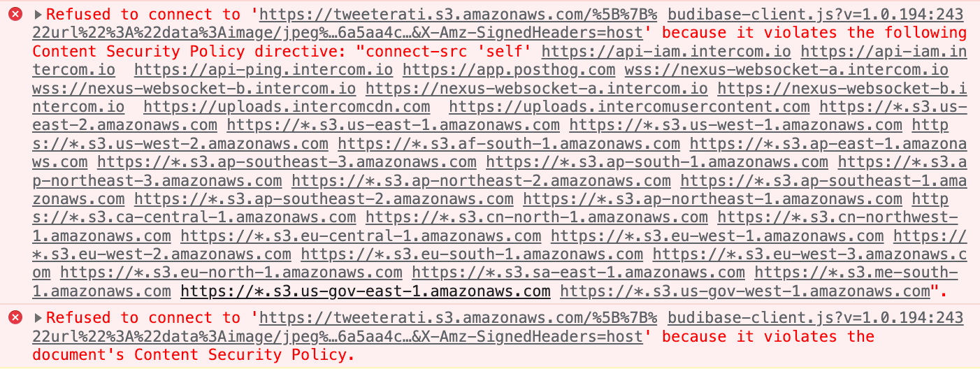 Upload to s3 - CSP error · Issue #6215 · Budibase/budibase · GitHub