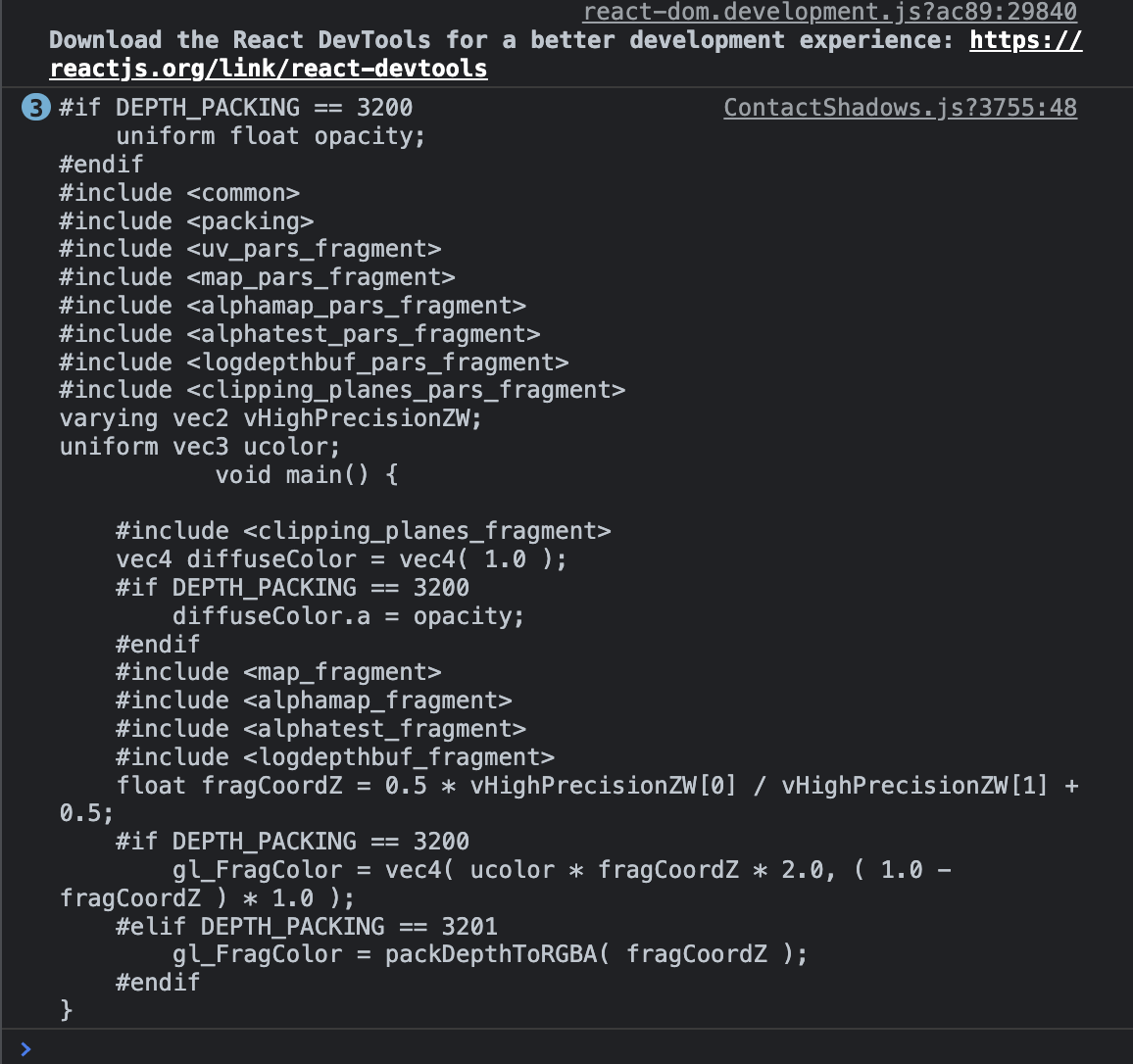 ContactShadows】Unexpected console output · Issue #1004 · pmndrs/drei · GitHub
