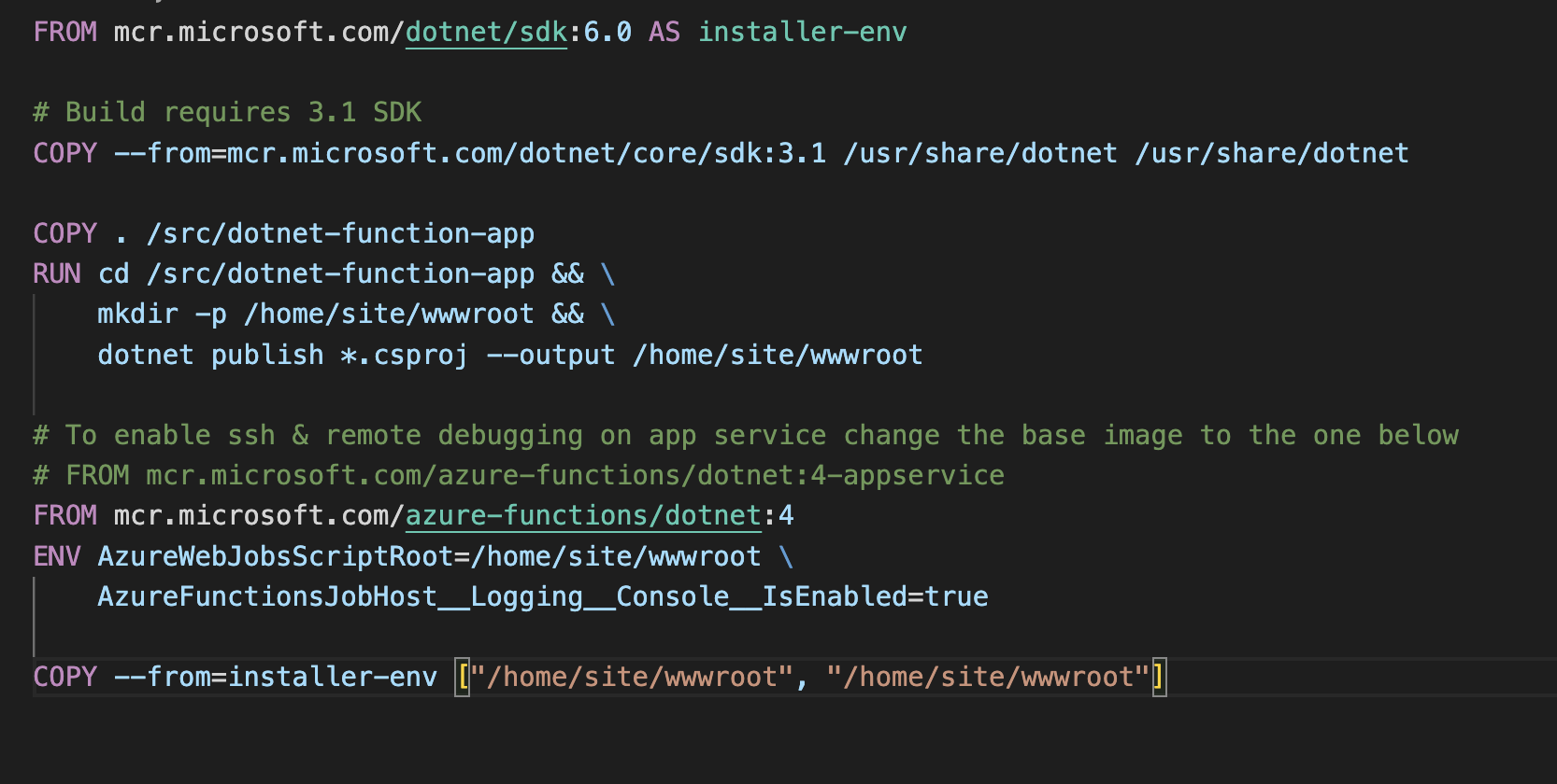 How Is Net Version Picked Up In The Dockerfile When Functionsworkerruntime Is Set To Dotnet