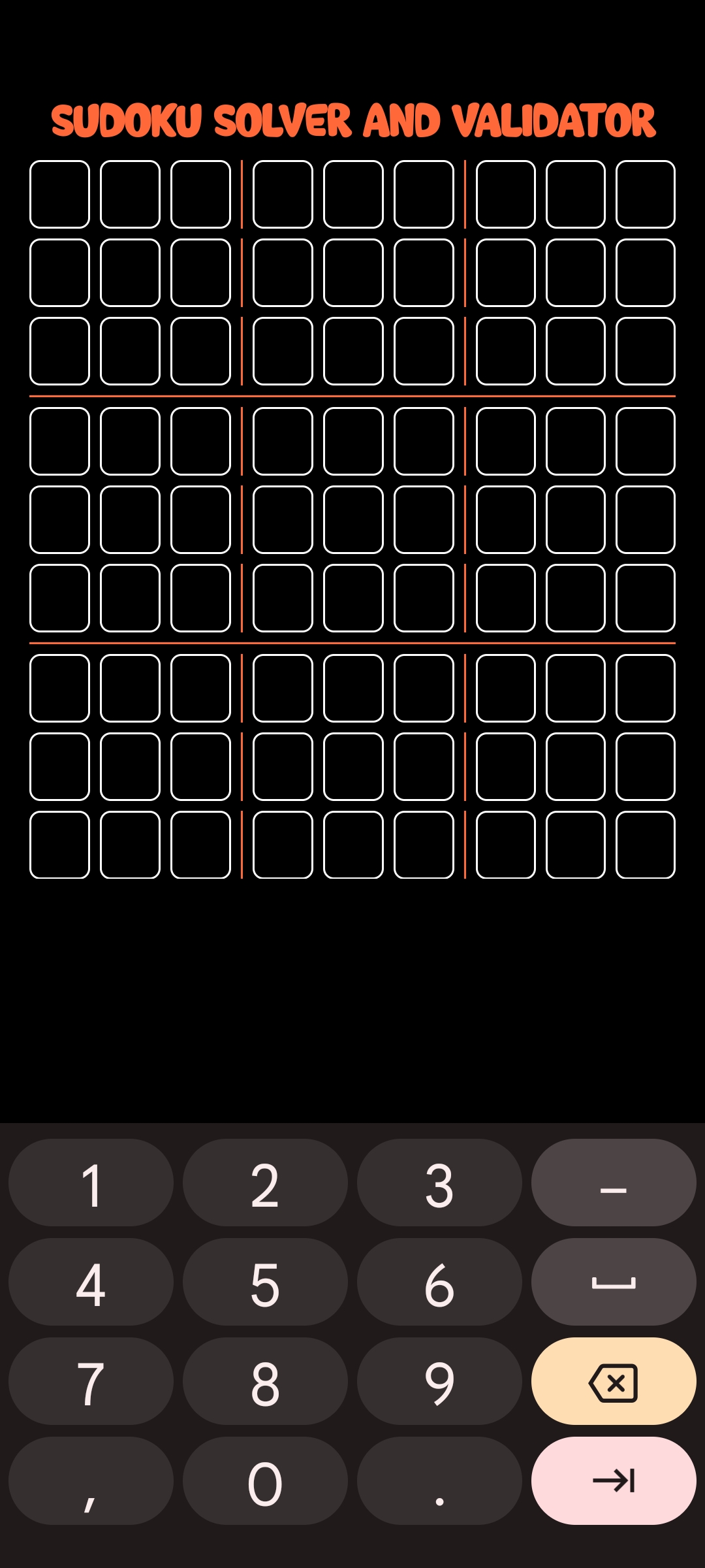 GitHub - thundra0308/Sudoku-Solver-and-Validator: Android Application
