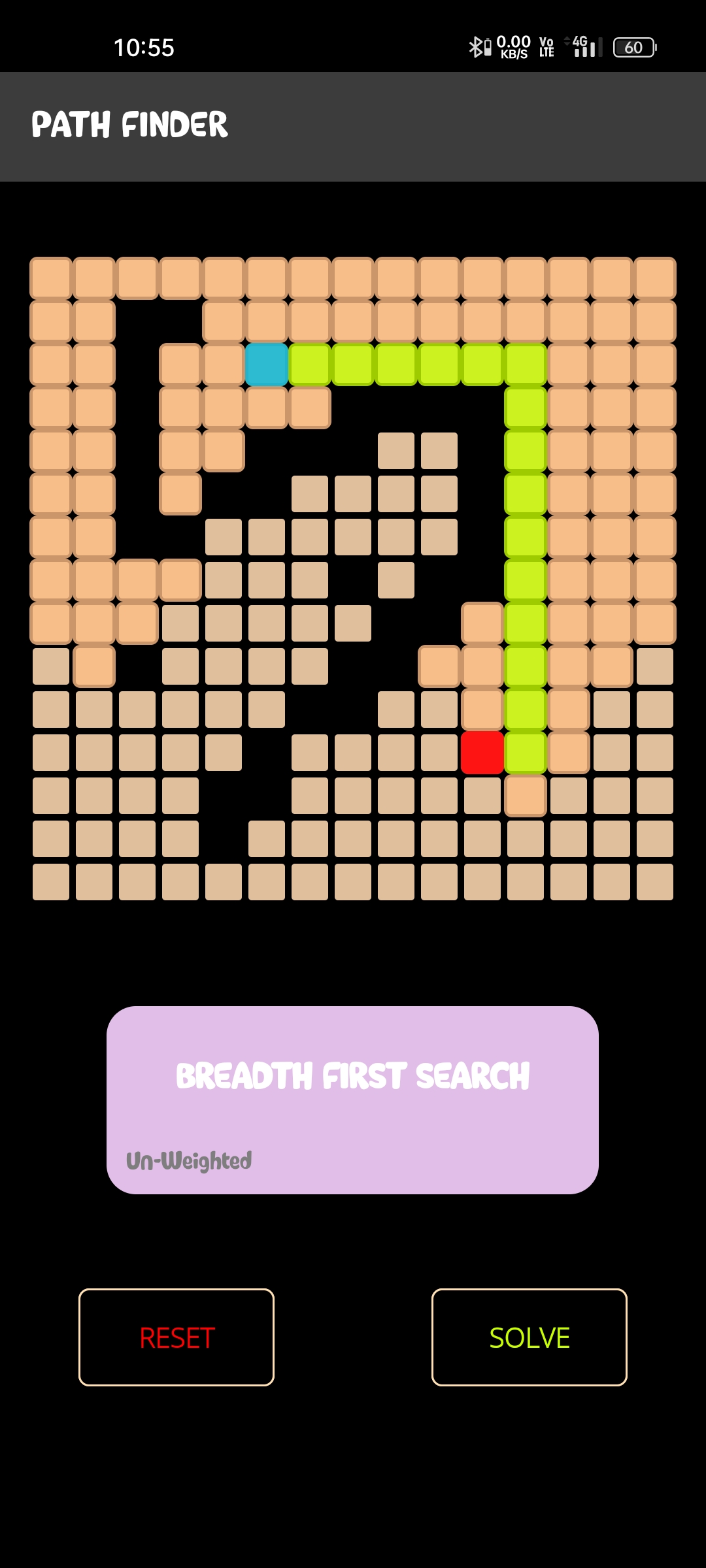 GitHub - thundra0308/Path-FInder-Application: Android App to Visualise A*, Dijkstra, BFS and DFS
