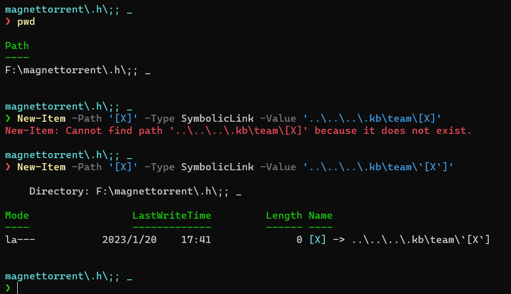 Creating symbolic links or junctions with New-Item doesn't work if target contains '[' or ...