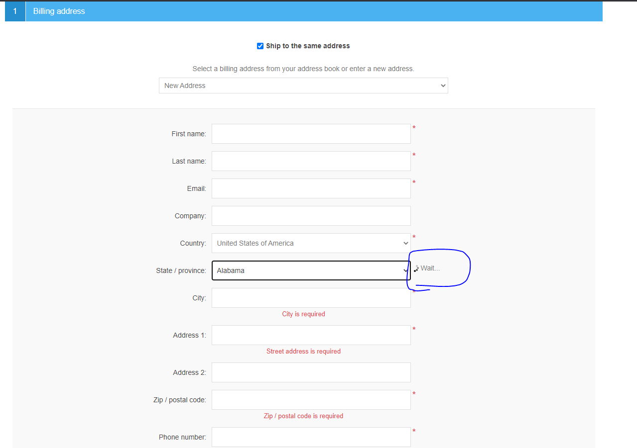 Ajax loading not stopped after changes country on billing address of check out page · Issue ...