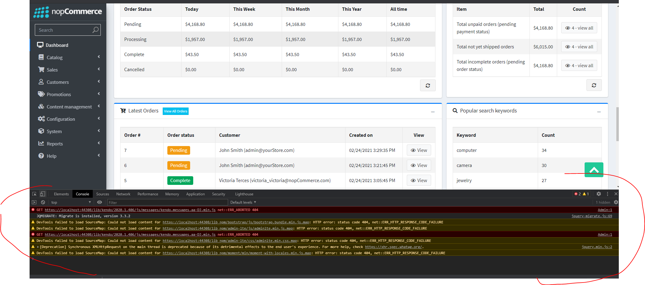 Admin dashboard console error · Issue #5437 · nopSolutions/nopCommerce · GitHub