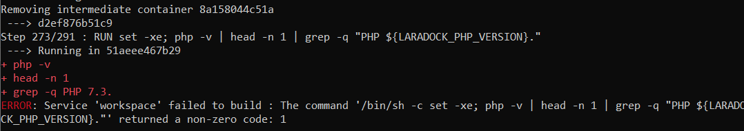 Service 'workspace' failed to build : The command '/bin/sh -c if [ ${INSTALL_AST} = true ...