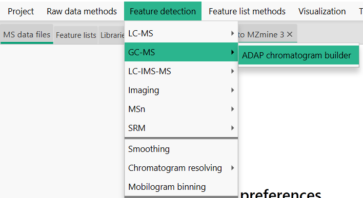 Feature detection menu and GC-MS · Issue #1047 · mzmine/mzmine · GitHub