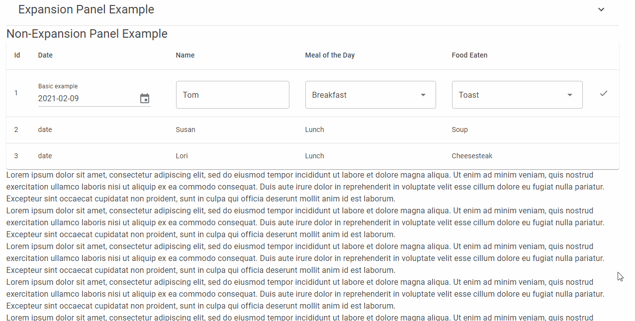 Mudselect Elements In The Roweditingtemplate Of A Mudtable Within A