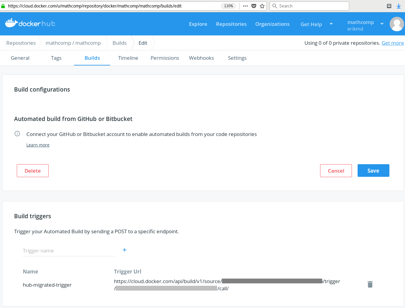 Cannot add auto-build rules in an organization repo (blocking issue) · Issue #1789 · docker/hub ...