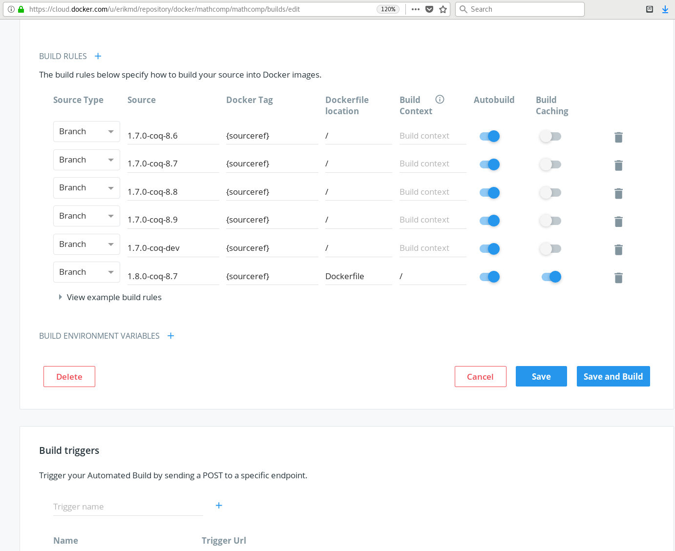 Cannot add auto-build rules in an organization repo (blocking issue) · Issue #1789 · docker/hub ...