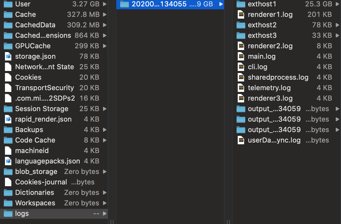 VSCode logs in file system blowing up to nearly 150GB · Issue #99380 ...