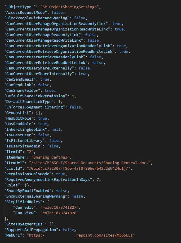 New command: spo file sharinginfo get · Issue #1659 · pnp/cli-microsoft365 · GitHub