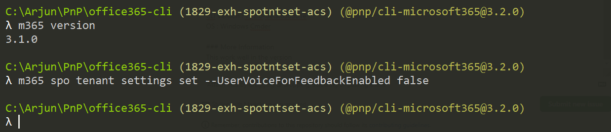 Bug report: error in the command 'spo tenant settings set' · Issue #1903 · pnp/cli-microsoft365 ...