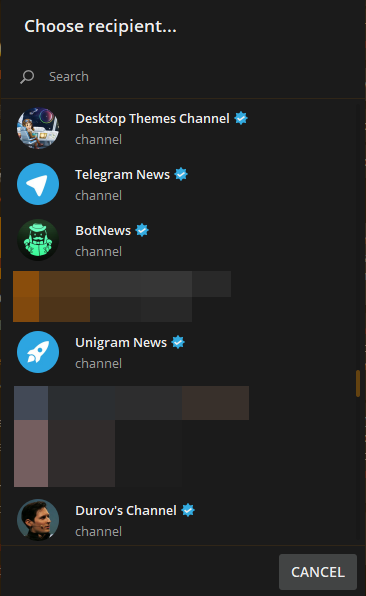 Dialog "Choose Recipient" with all subscribed channels · Issue #4348 · telegramdesktop/tdesktop ...