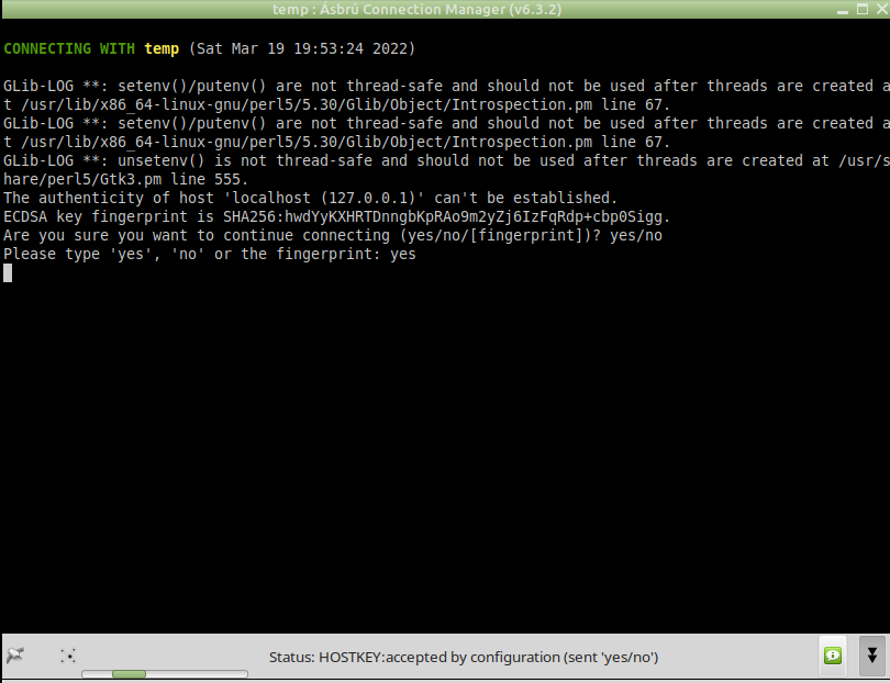 ssh to a previously unknown host hangs at "are you sure you want to continue connecting ...