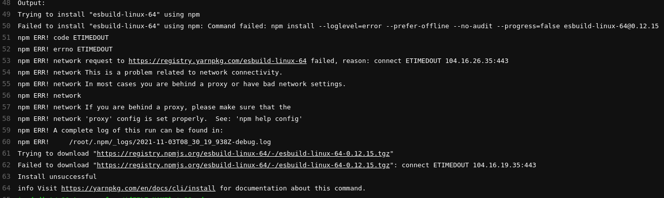 .nmprc and .yarnrc not work when install · Issue #1738 · evanw/esbuild · GitHub