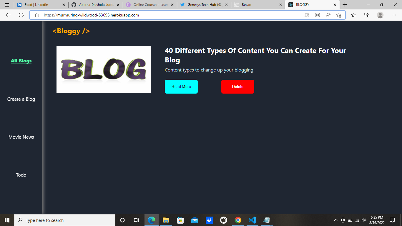 GitHub - Abiona-0lushola-Jude/Bloggy: This a full stack app that allows users to write their ...