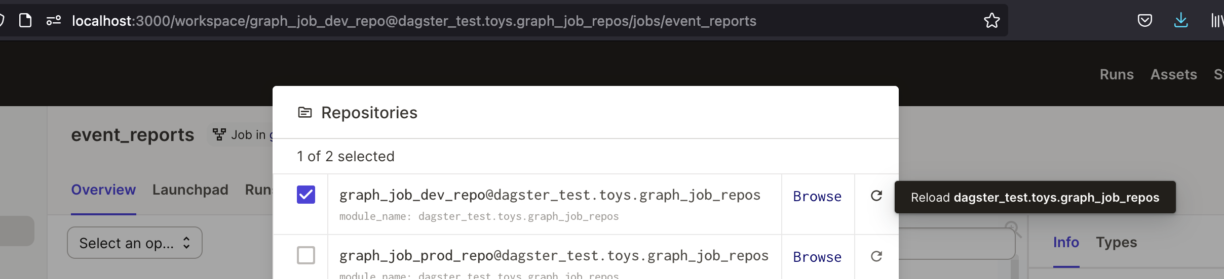 Bigger click target for reloading repository · Issue #5411 · dagster-io/dagster · GitHub