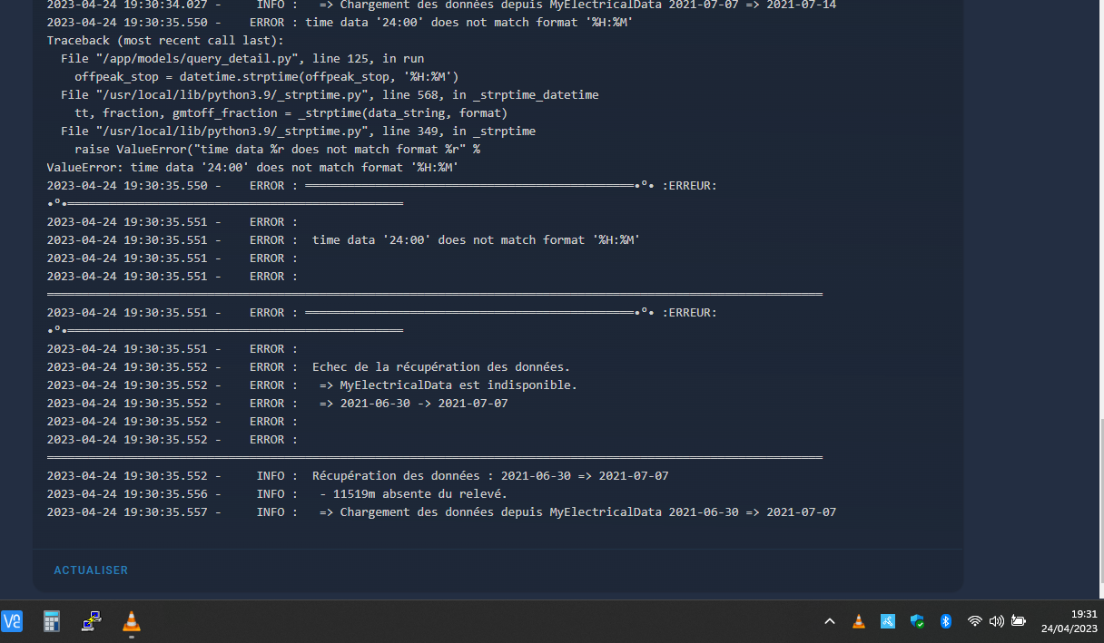 [BUG] - ERROR : time data '24:00' does not match format '%H:%M' · Issue #367 · MyElectricalData ...