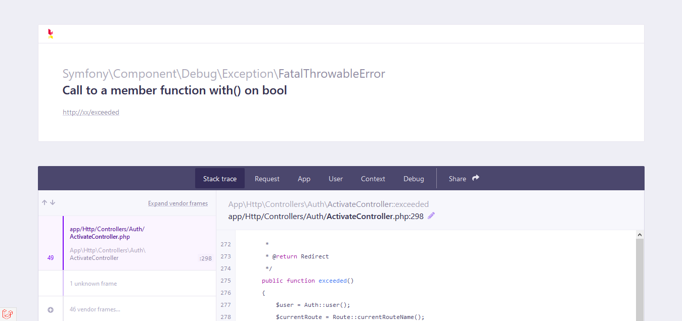 '/exceeded' goes error when visited directly · Issue #335 · jeremykenedy/laravel-auth · GitHub