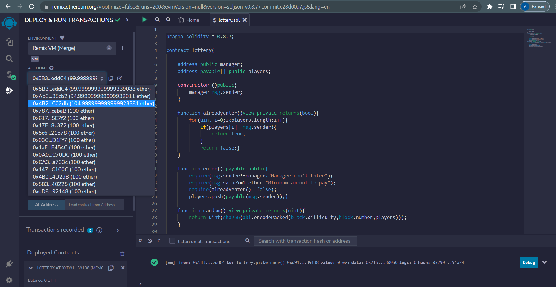 GitHub - am6403/Lottery-using-Solidity: It is Lottery system which is made using solidity language.