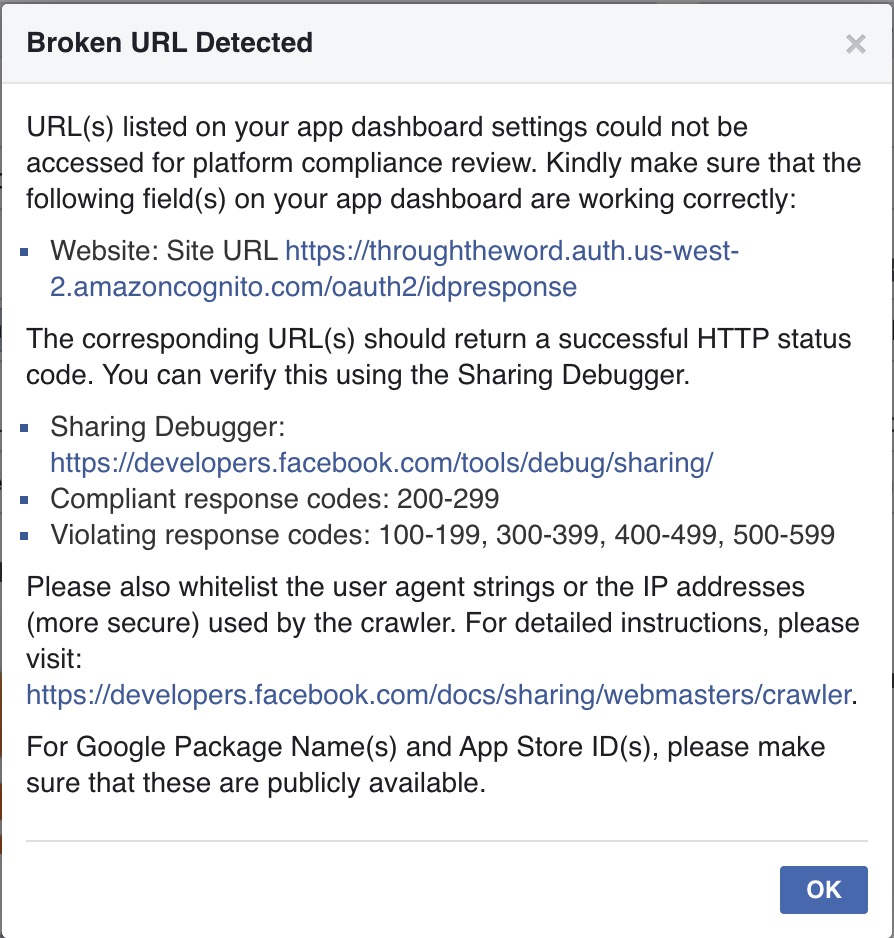 Social Sign In - Facebook App won't go live with recommended Site URL ... Social Sign In - Facebook App won't go live with recommended Site URL ...