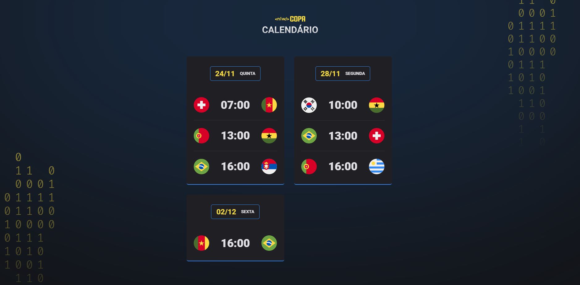 GitHub - orionZRX/nlw-copa: Calendário da Copa do Mundo no Qatar 2022tm