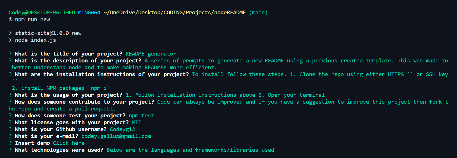 GitHub - codeygallup/READMEgenerator: A series of prompts using ...