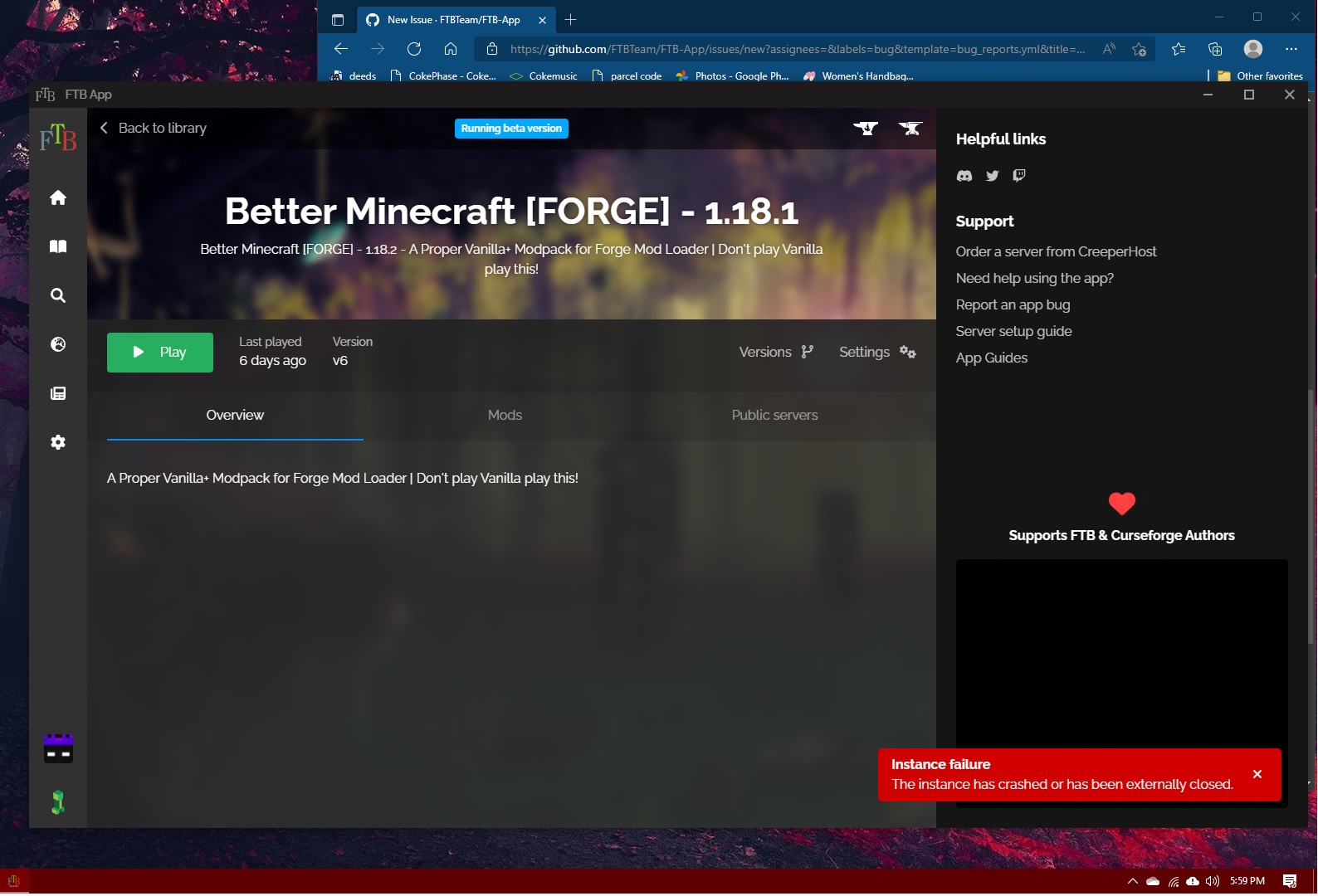 [Bug]: Better Minecraft won't start · Issue #521 · FTBTeam/FTB-App · GitHub