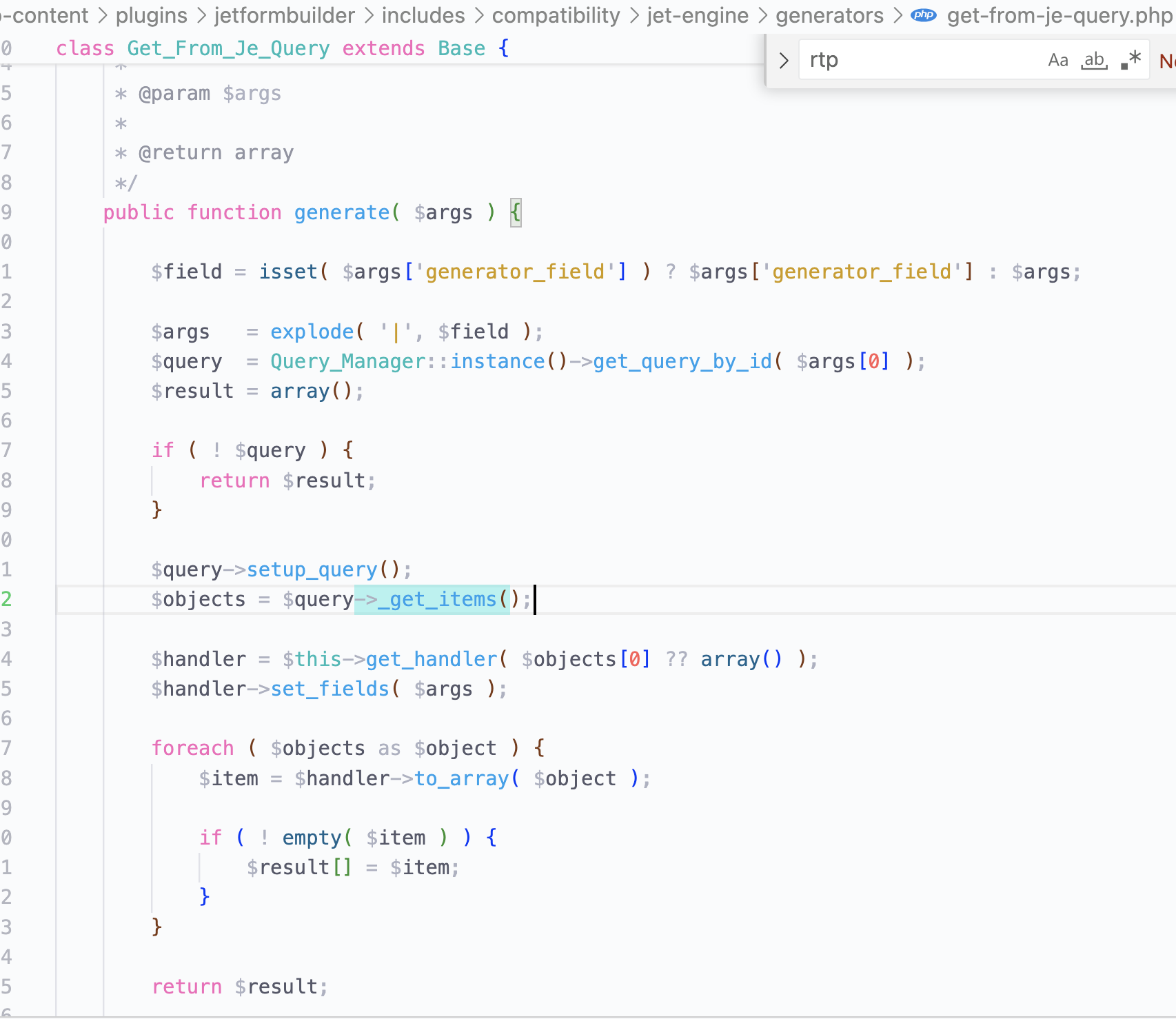 Get From JE Query - Call get_items() directly instead of _get_items() or add a filter to JFB ...