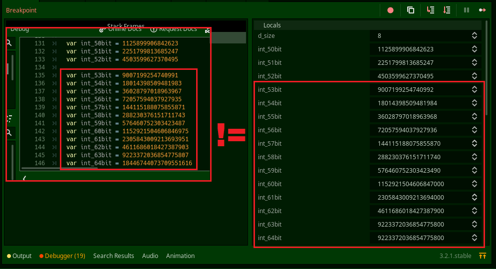 All values greater than 52 bits give rise to calculation errors · Issue #38682 · godotengine ...