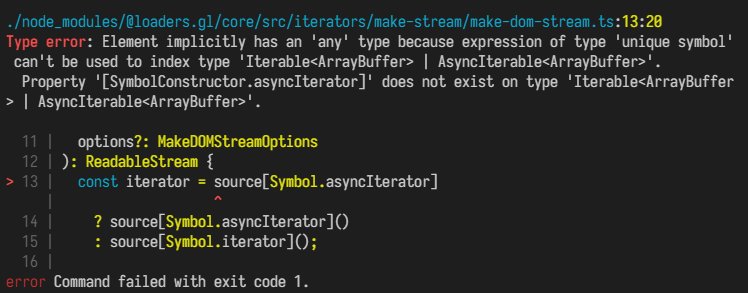 Type error: Element implicitly has an 'any' type. · Issue #1804 · visgl/loaders.gl · GitHub