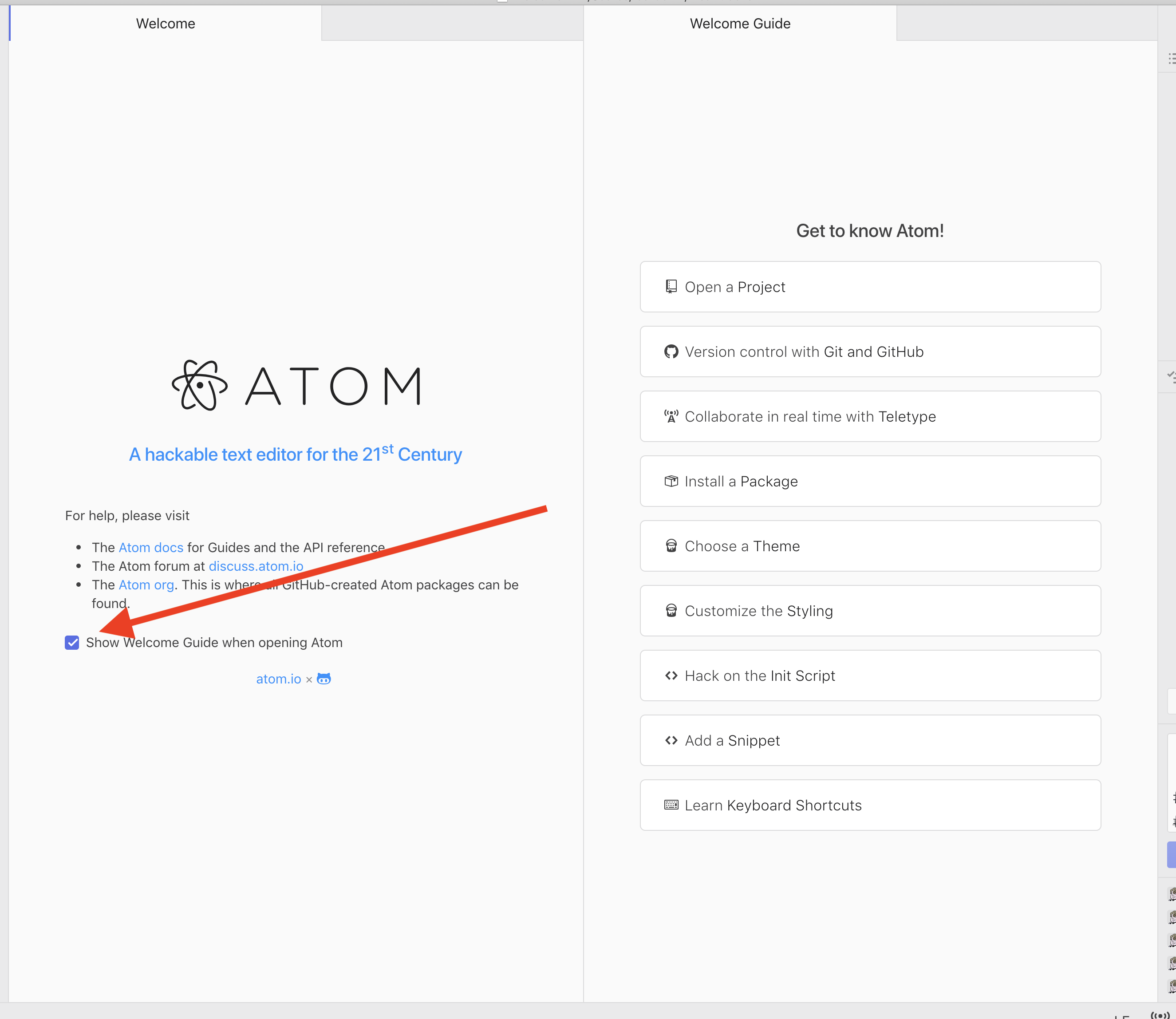 Can You Make It Optional To Have All The Windows For Options Open Up Every Time I Open Atom 
