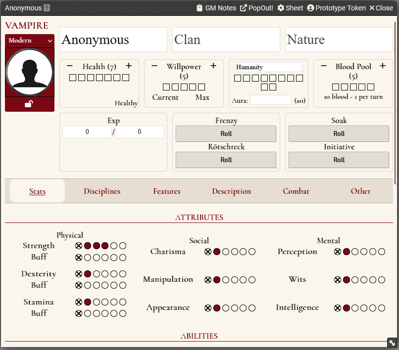 [BUG] Unable to edit character sheet in FoundryVTT build 10.284. · Issue #19 · Layman2501/wod20 ...
