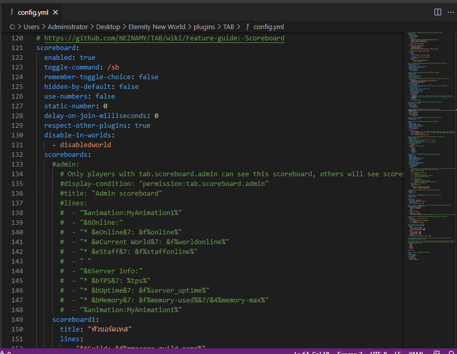 I can't write Thai lang on scoreboard, it will be invisible when I ...