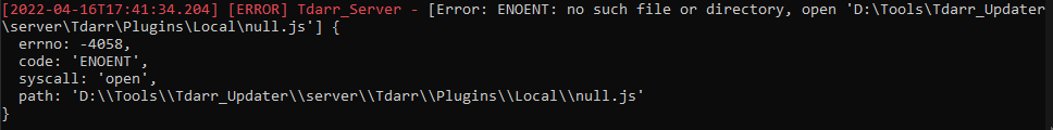 Plugins not read by server (ENOENT error) · Issue #588 · HaveAGitGat/Tdarr · GitHub