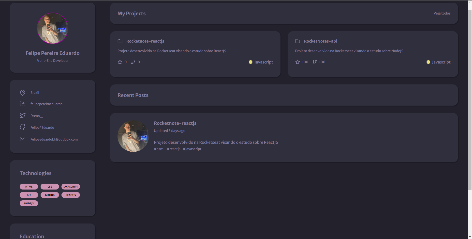 GitHub - FelipePEduardo/Desafio-Rocketseat-Portfolio