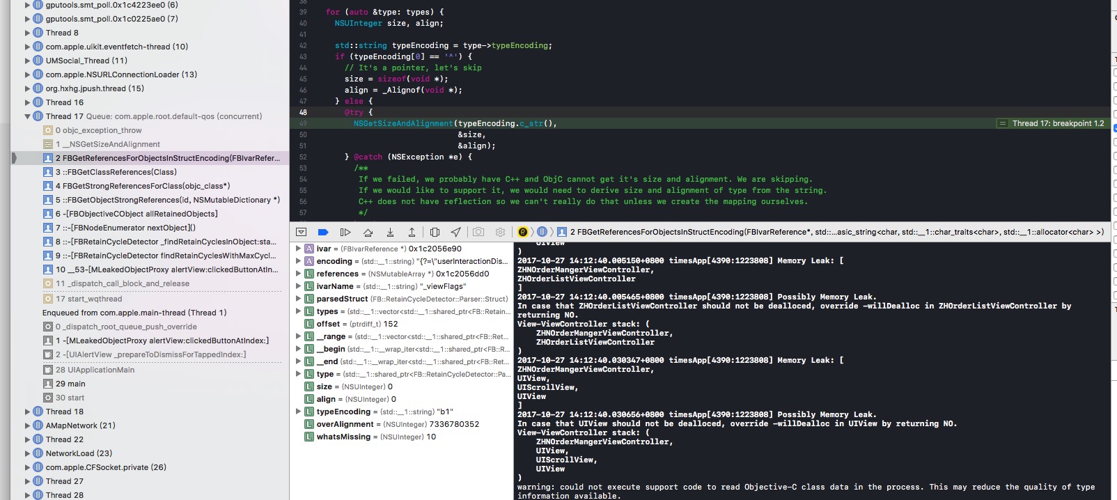 debug 模式下闪退 · Issue #76 · Tencent/MLeaksFinder · GitHub