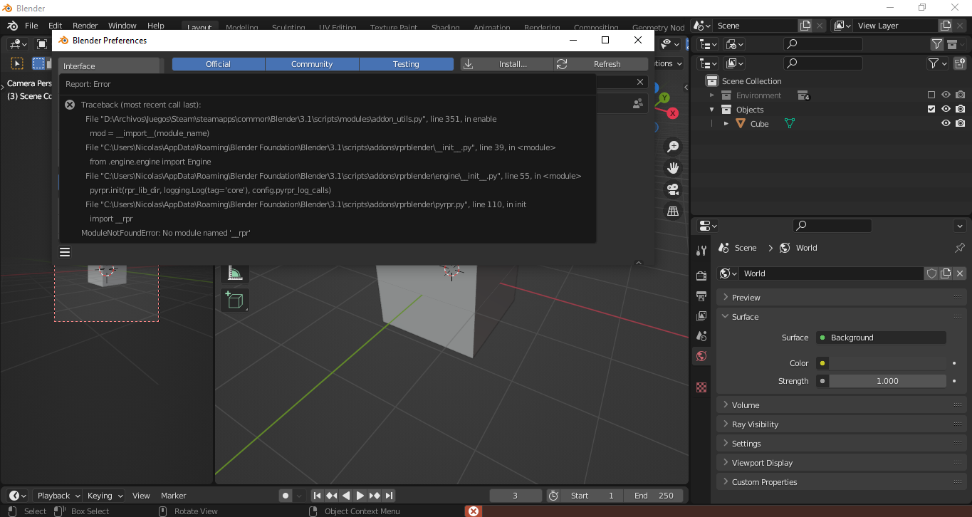 Error enabling addon: ModuleNotFoundError: No module named '__rpr' · Issue #485 · GPUOpen ...