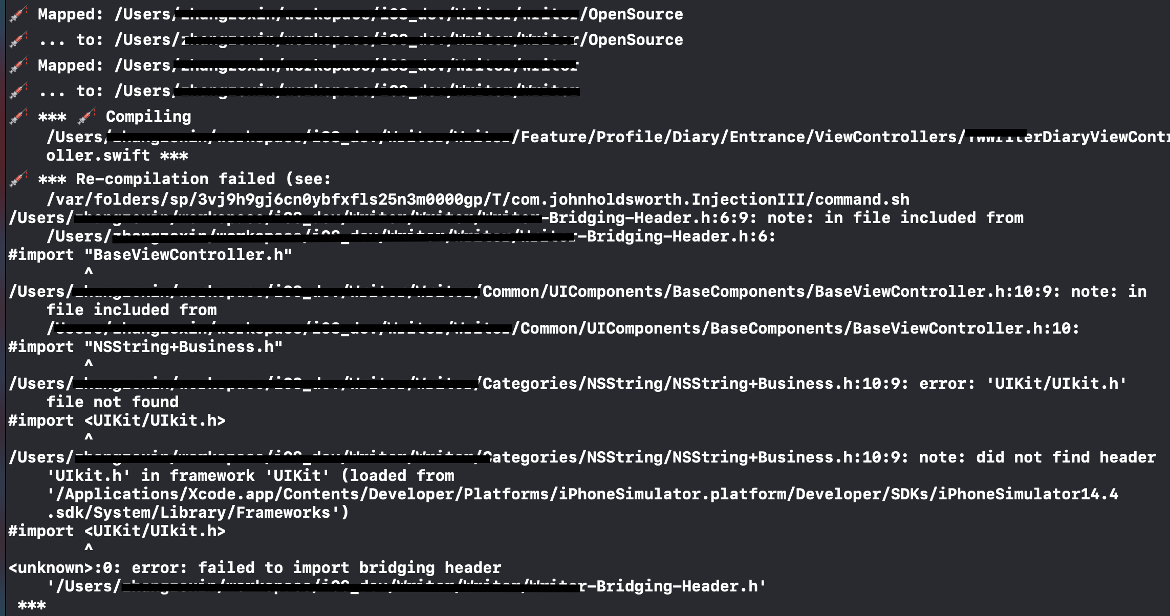 error: failed to import bridging header · Issue #304 · johnno1962 ...
