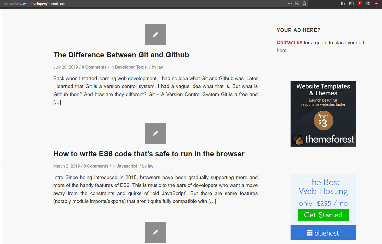 Ads visible on webdevelopersjournal.com · Issue #1533 · dhowe/AdNauseam · GitHub