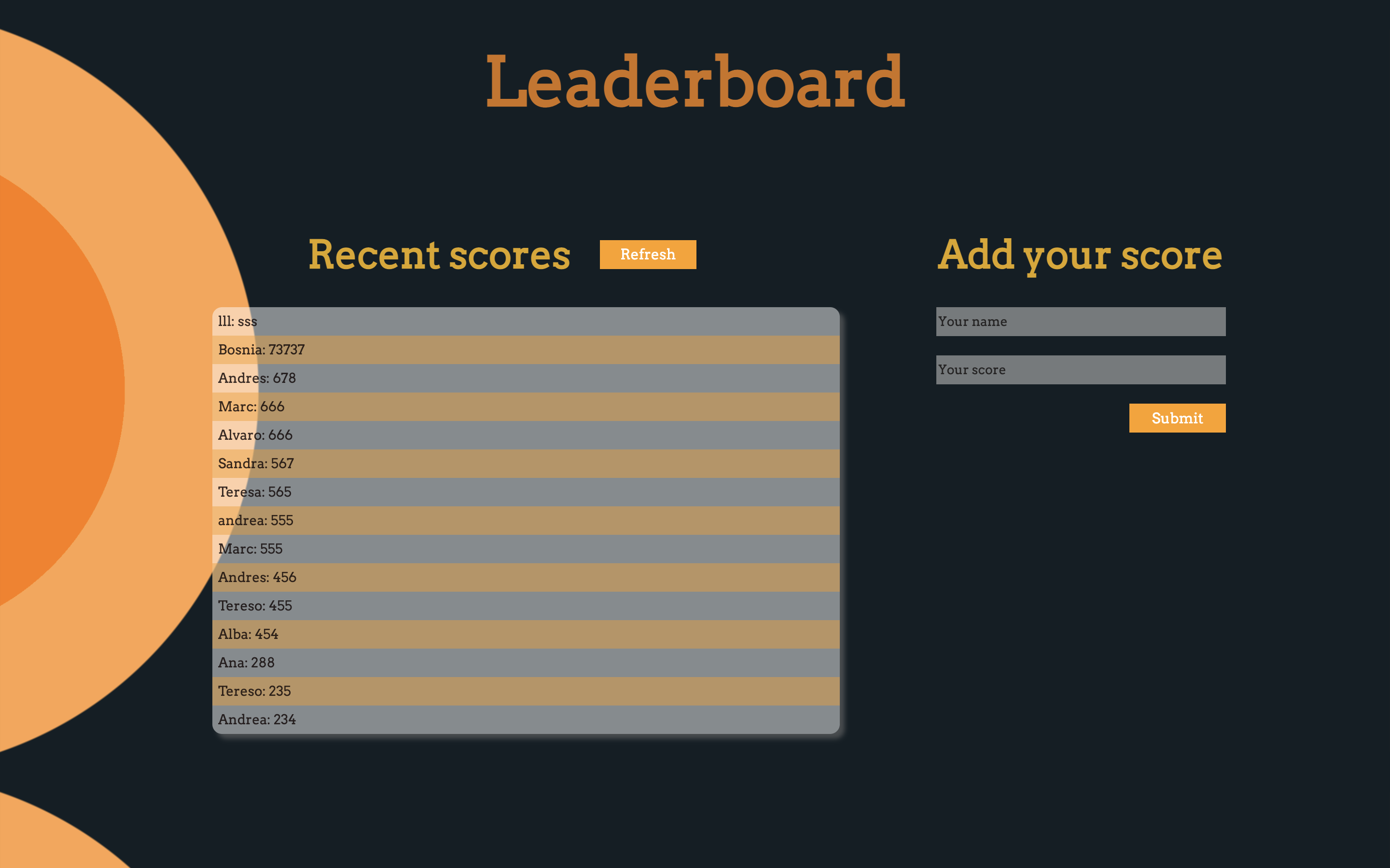 GitHub - rivasbolinga/Leaderboard: The leaderboard website displays ...