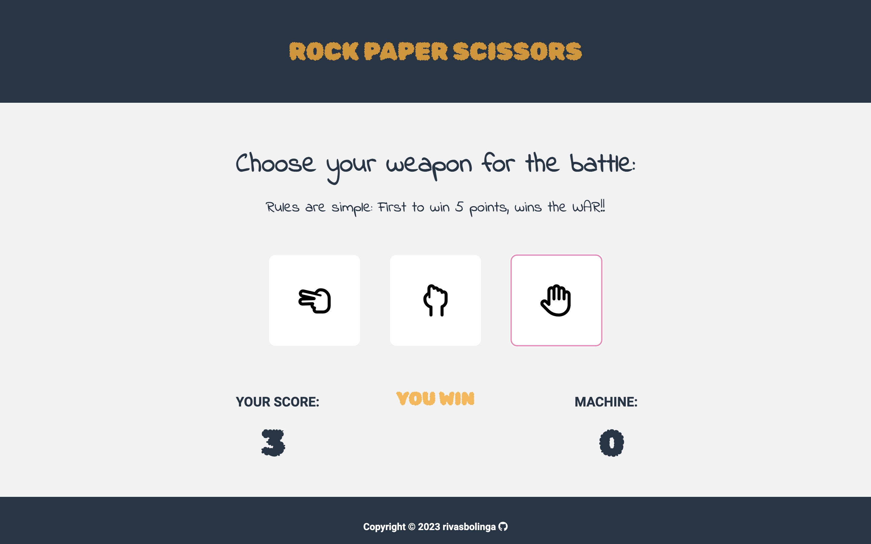 GitHub - rivasbolinga/RockPaperScissors: The classic game of rock, paper, and scissors where you ...