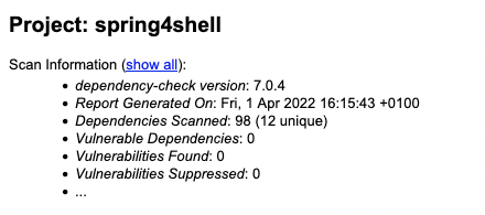 Spring4shell vulnerability (Zero day) · Issue #4296 · dependency-check/DependencyCheck · GitHub