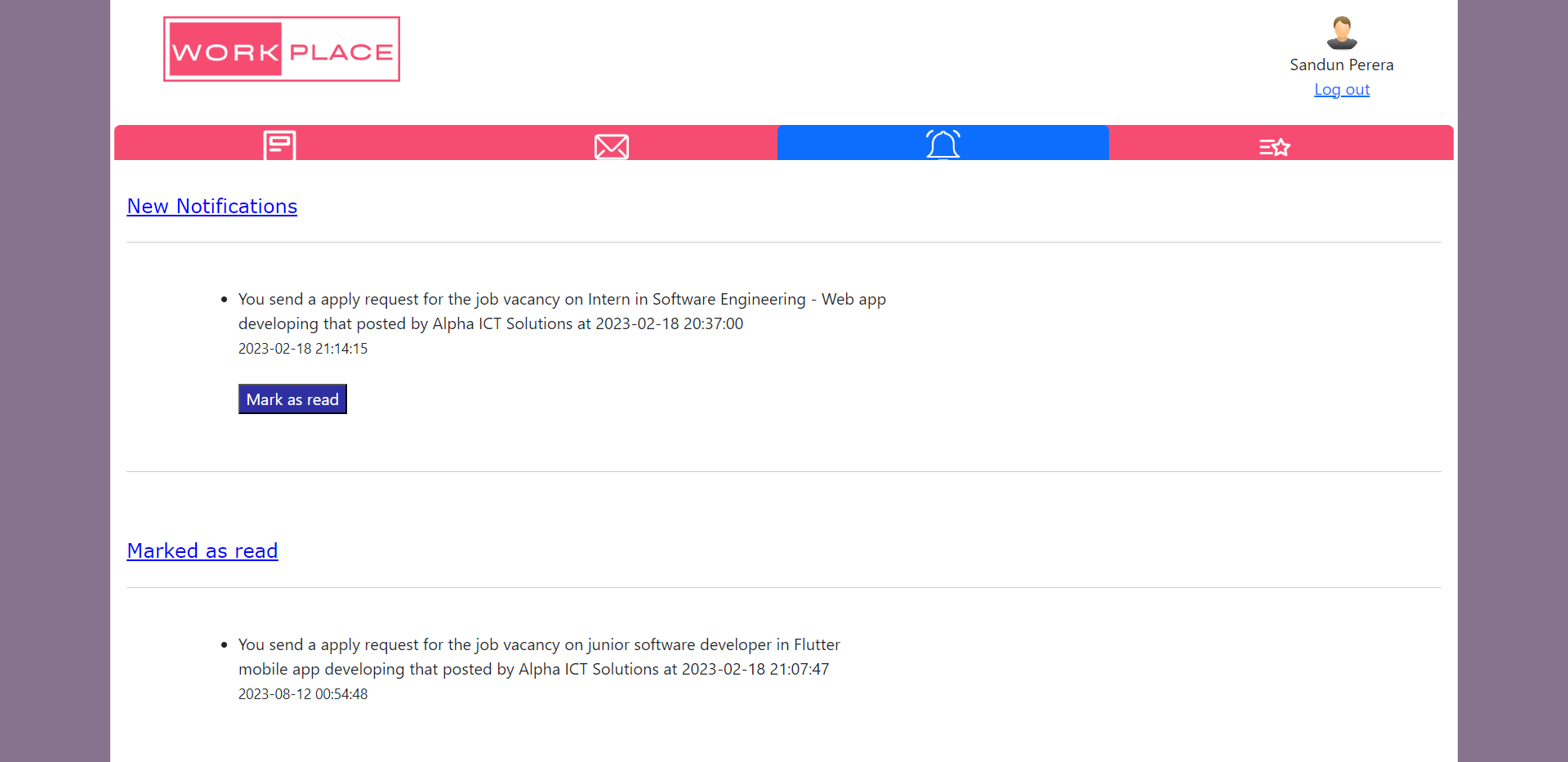 GitHub - DilukChamika/WorkPlace-Django: This is an internship management web application ...
