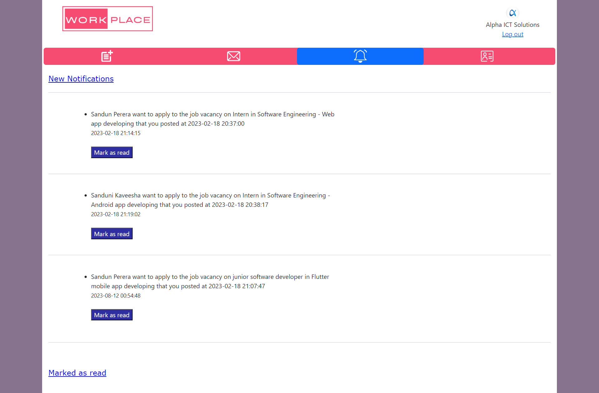 GitHub - DilukChamika/WorkPlace-Django: This is an internship management web application ...